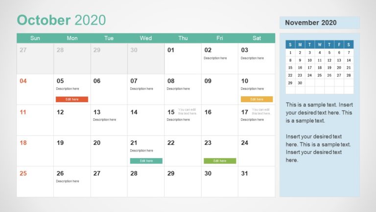 2020 Calendar PowerPoint October - SlideModel
