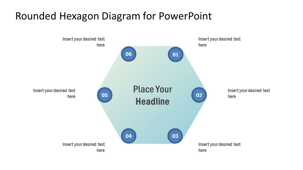 Rounded 6 Steps Hexagon PowerPoint - SlideModel