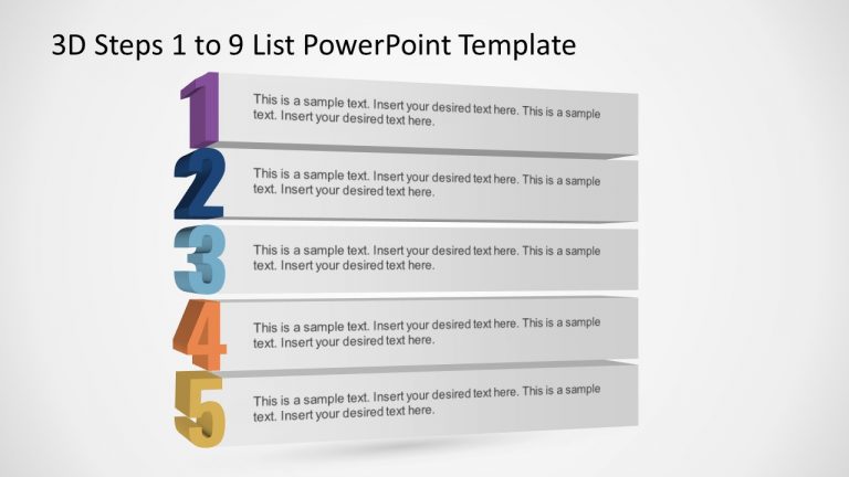 3D PowerPoint 1 to 5 Numbered List Template - SlideModel