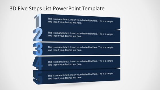 3D PowerPoint 5 Steps List - SlideModel