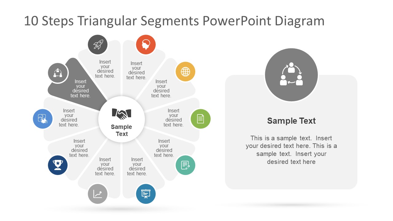 10 Steps Triangular Segments PowerPoint Diagram - SlideModel