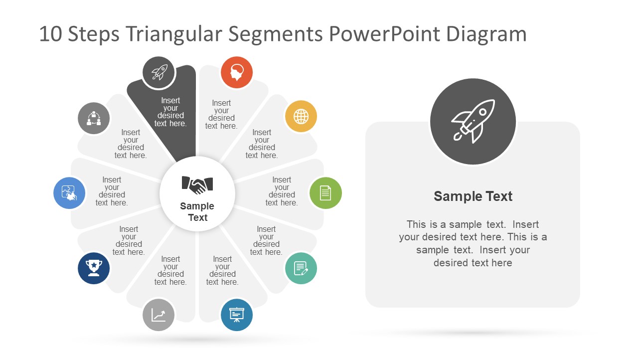 10 Steps Triangular Segments PowerPoint Diagram - SlideModel