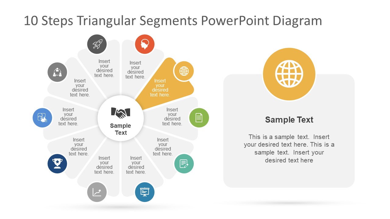 10 Steps Triangular Segments PowerPoint Diagram - SlideModel