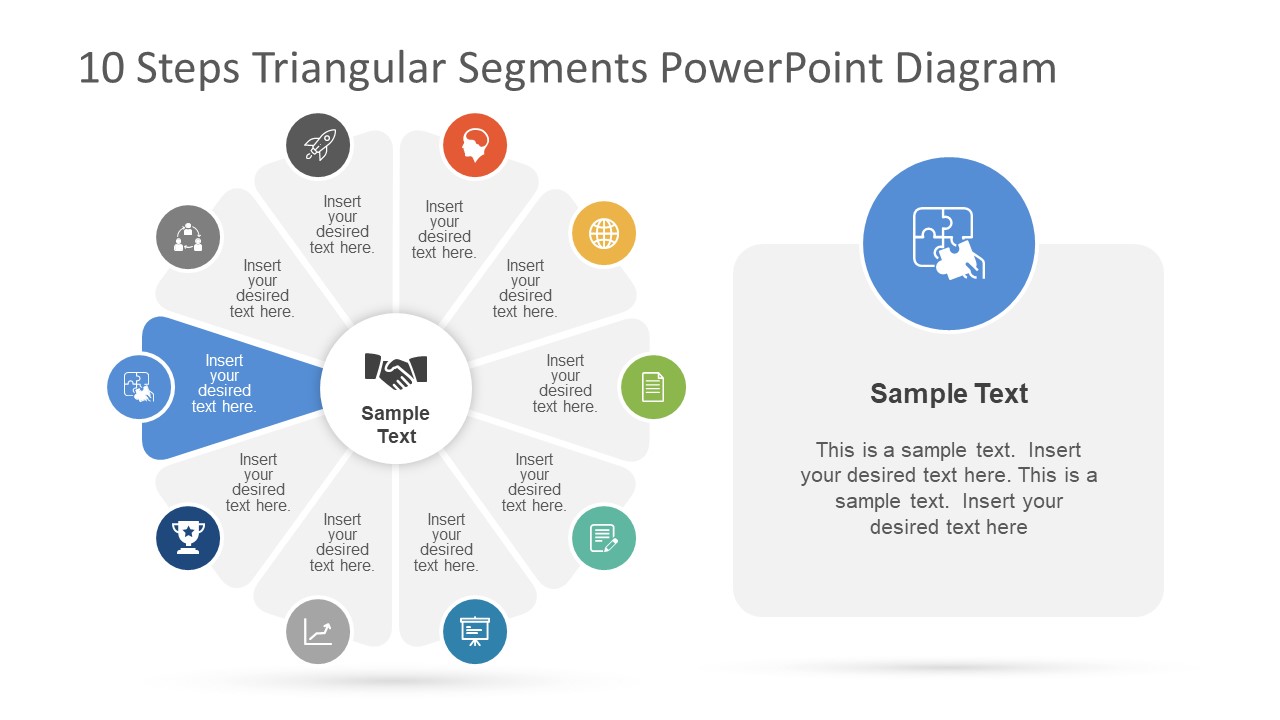 10 Steps Triangular Segments PowerPoint Diagram - SlideModel