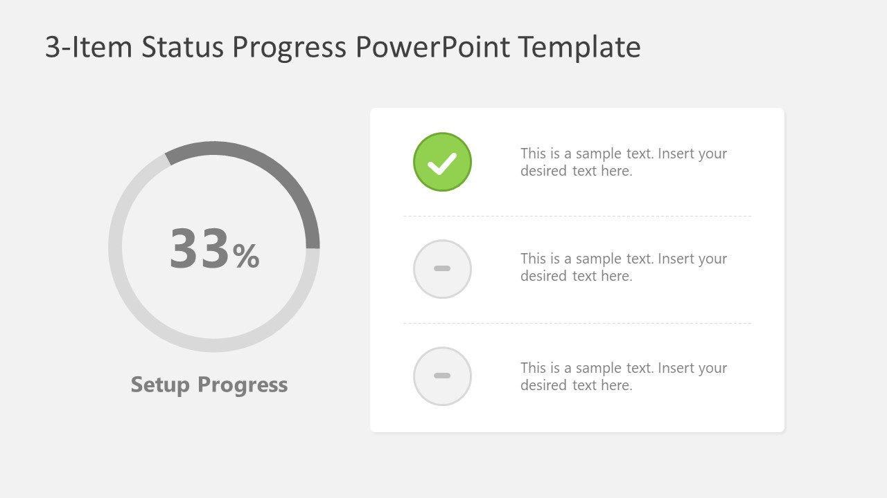 3-Item Status Progress PowerPoint Template