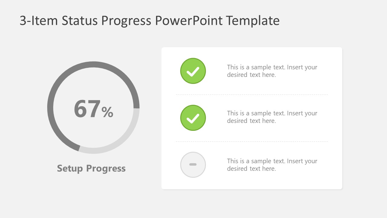 3-Item Status Progress PowerPoint Template
