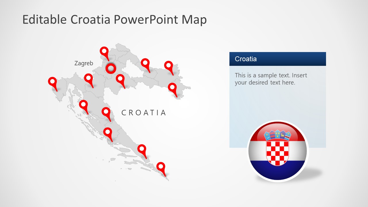 Editable Croatia Map Template for PowerPoint