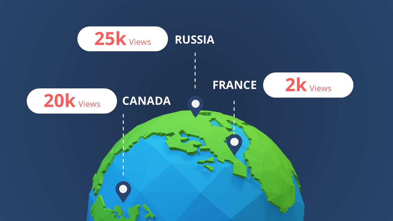 Animated 3D Earth Globe Low Poly Infographics Template