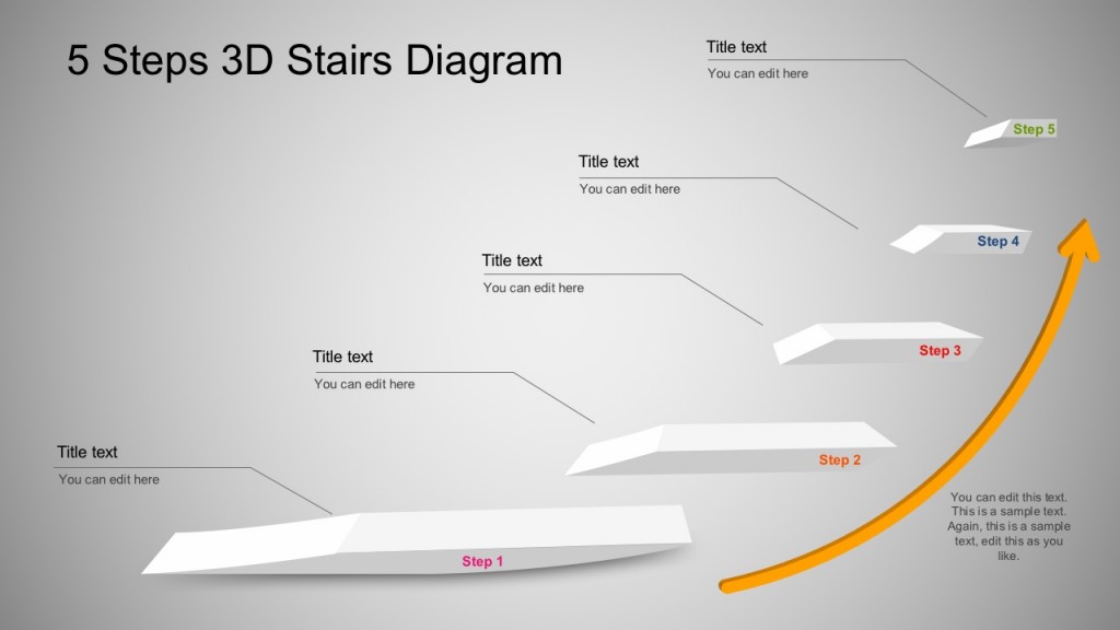 3D Arrow In 5 Steps PowerPoint Diagrams - SlideModel