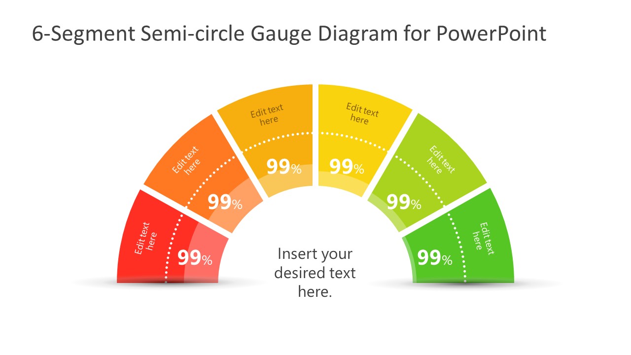 6 Segment Semi-circle Gauge Diagram for PowerPoint - SlideModel