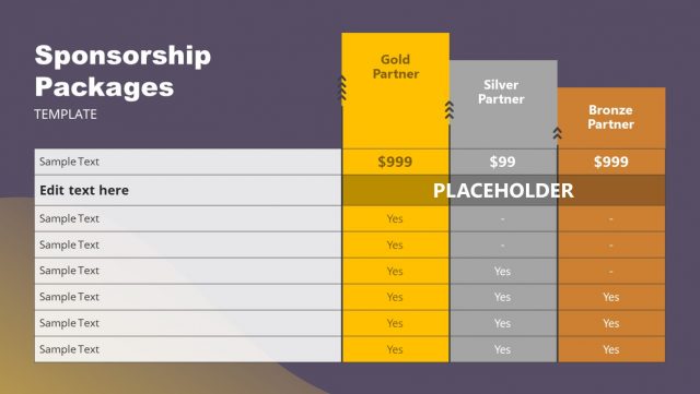 PowerPoint Sponsorship Package Pricing Template - SlideModel