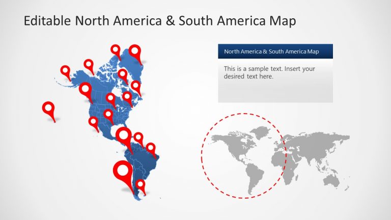Editable Map PPT North America South America - SlideModel