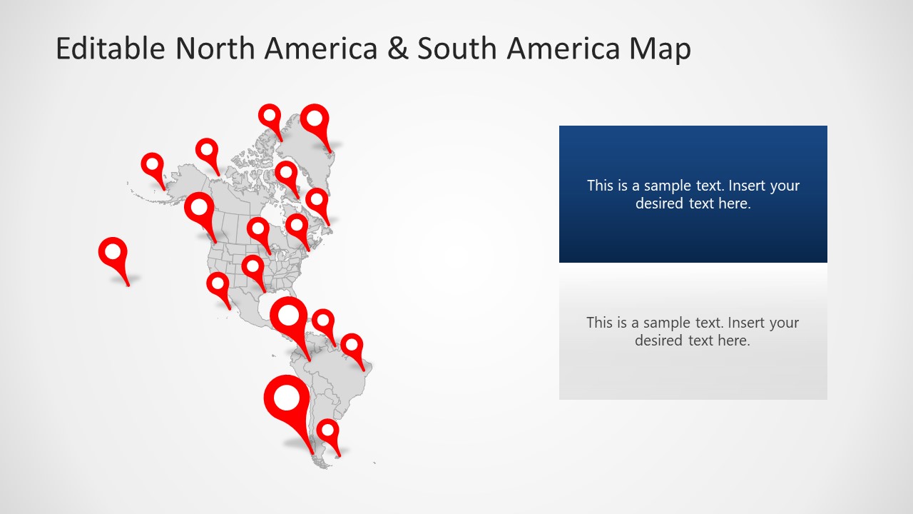 Editable North America & South America Map PowerPoint Template - SlideModel