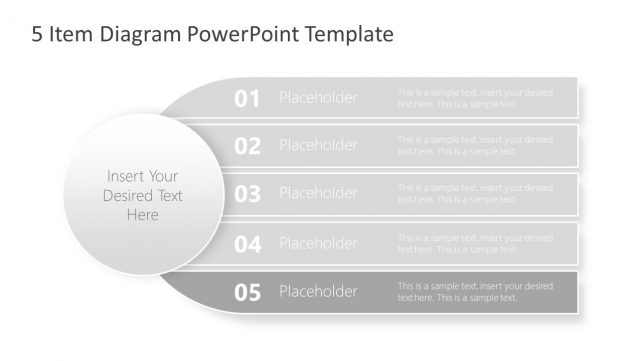 Simple 5 Items Horizontal Diagram PPT - SlideModel