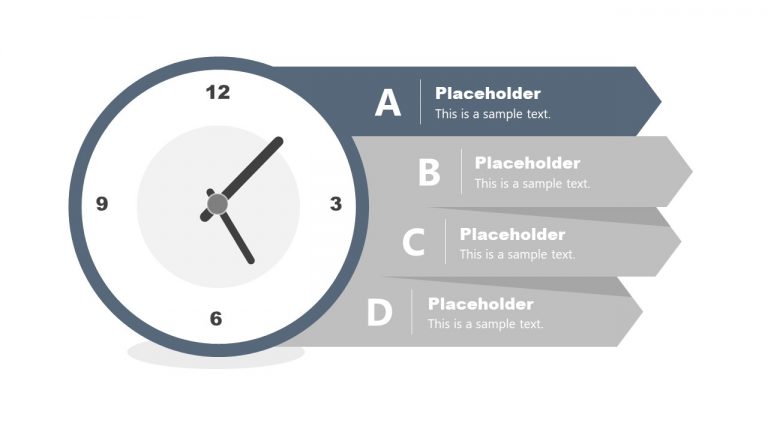 4 Steps Analog Clock Diagram Template - SlideModel