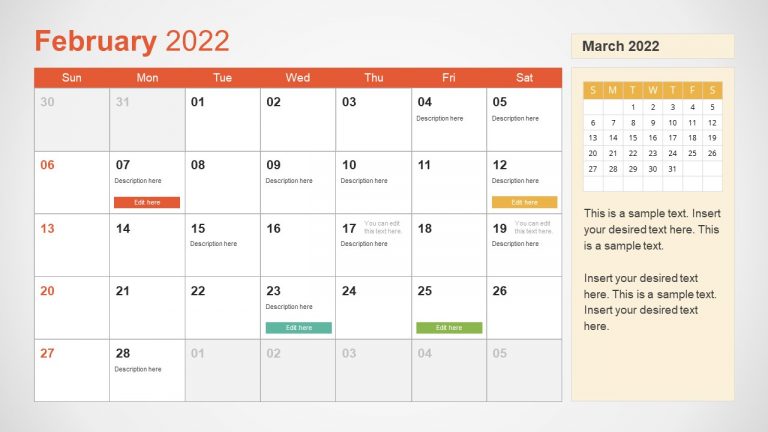 February 2022 PowerPoint Calendar - SlideModel