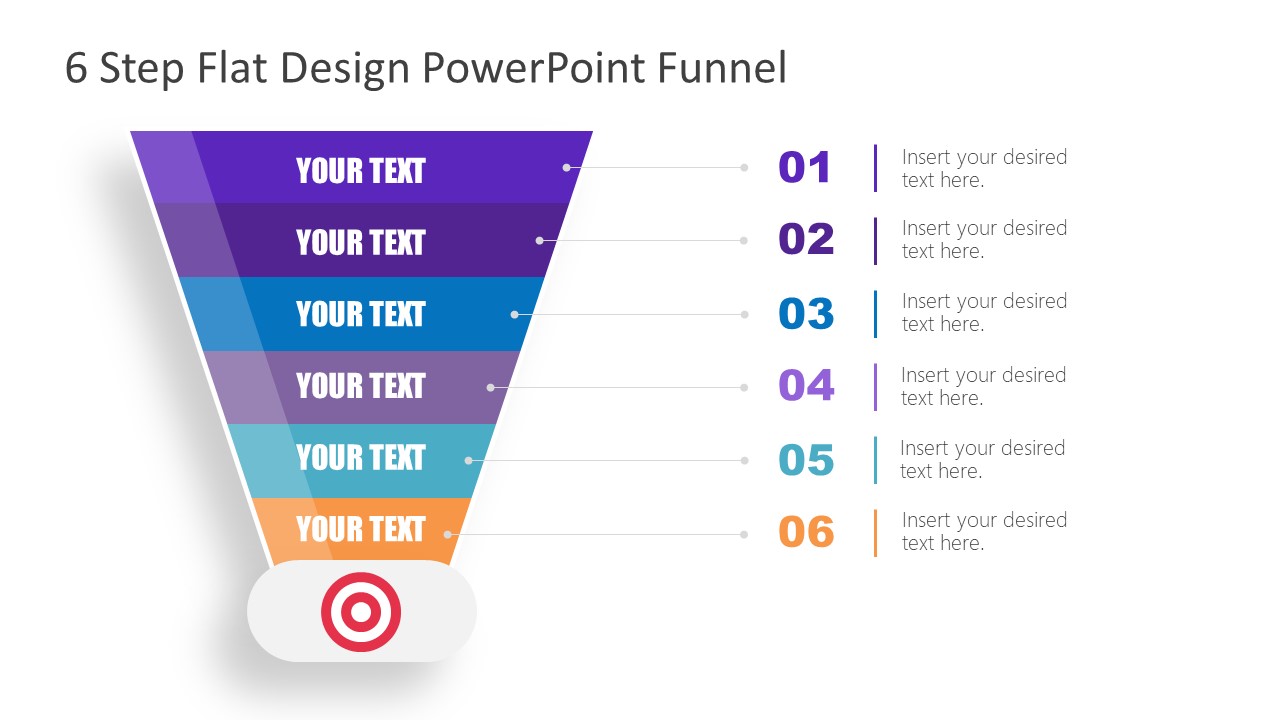 6 Step Flat Design PowerPoint Funnel - SlideModel