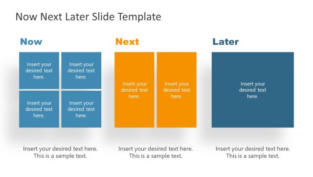 Now Next Later Product Roadmap Square Segments PowerPoint - SlideModel