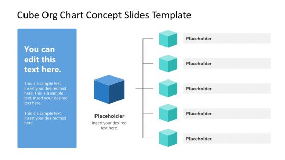 Horizontal Org Chart Template Cube Shapes - SlideModel