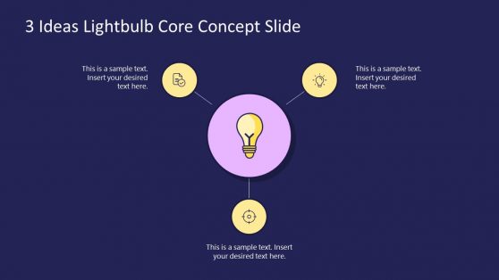 3 Steps Ideas Lightbulb Core Concept PPT - SlideModel