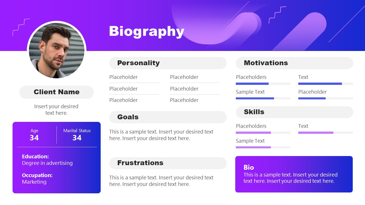 Biography PowerPoint Template SlideModel