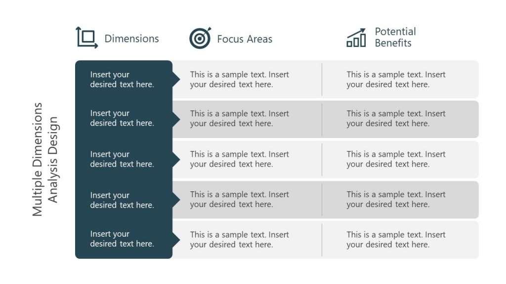 3 Column 5 Dimension PowerPoint Diagram - SlideModel