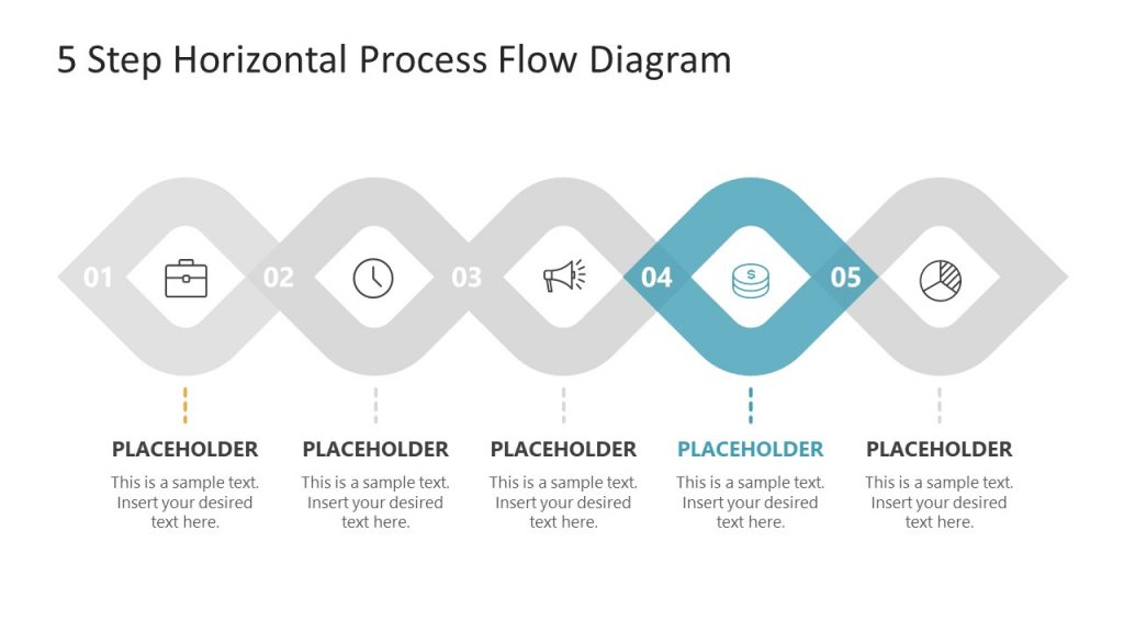 Step 4 Rhombus Horizontal Process Flow Template - SlideModel
