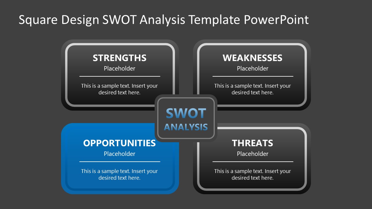Square Design SWOT Analysis PowerPoint Template