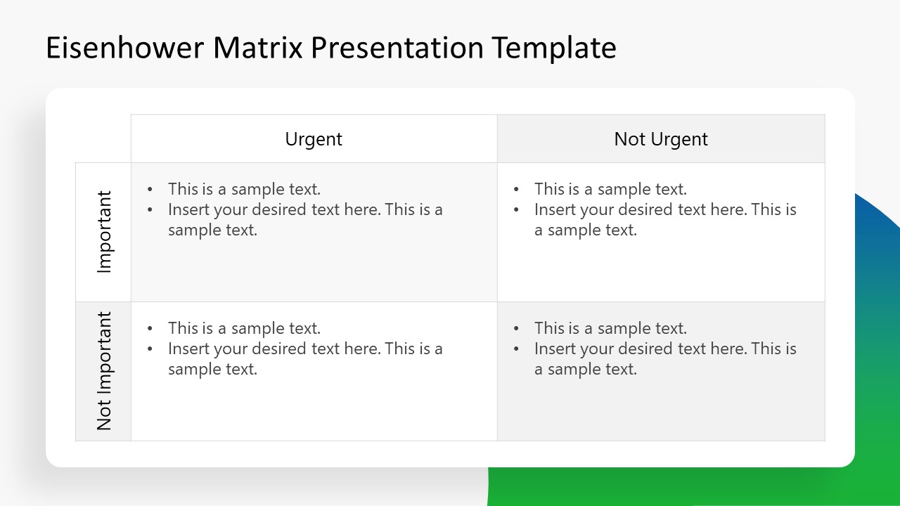 Eisenhower Matrix Presentation Template - SlideModel Eisenhower Matrix Presentation Template - SlideModel
