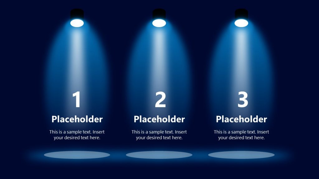3 Items 3 Spotlights PowerPoint Slide - SlideModel