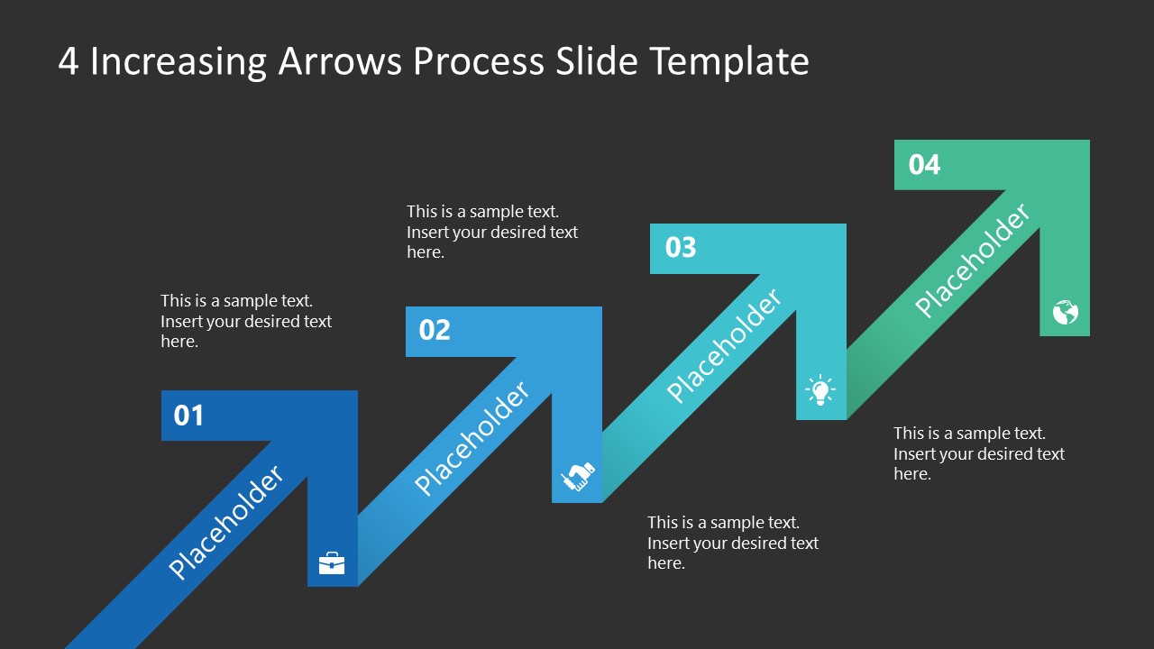 4 Increasing Arrows Process Slide Template - SlideModel