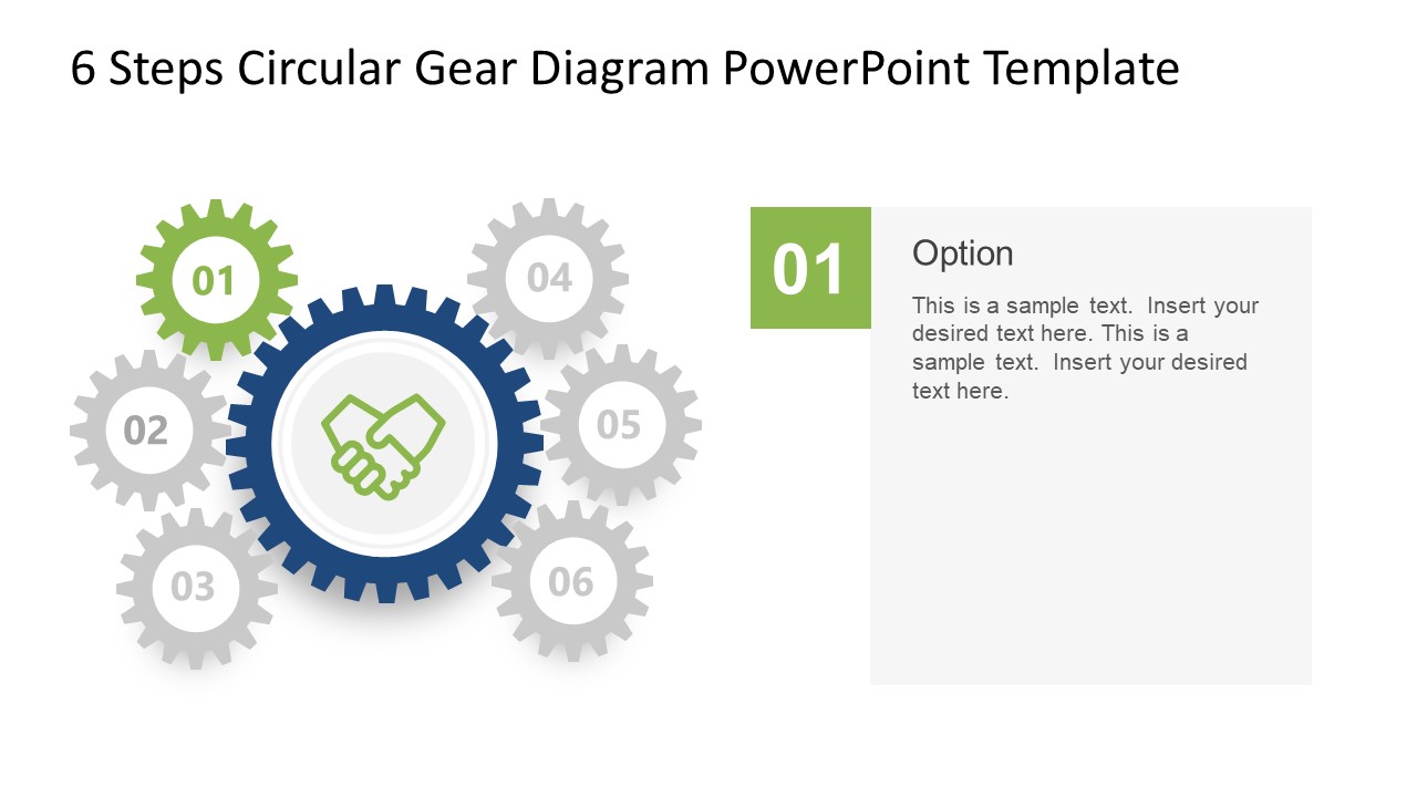 6 Steps Circular Gear PowerPoint Diagram - SlideModel
