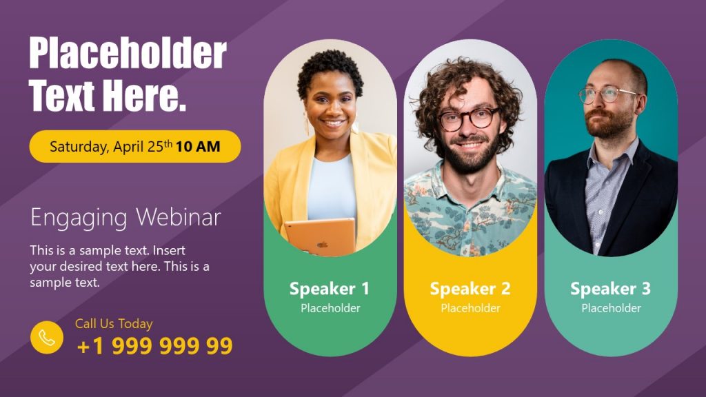 3 Speaker Engaging Webinar Cover PowerPoint - SlideModel