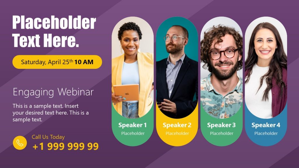 4 Speaker Engaging Webinar Cover PowerPoint - SlideModel