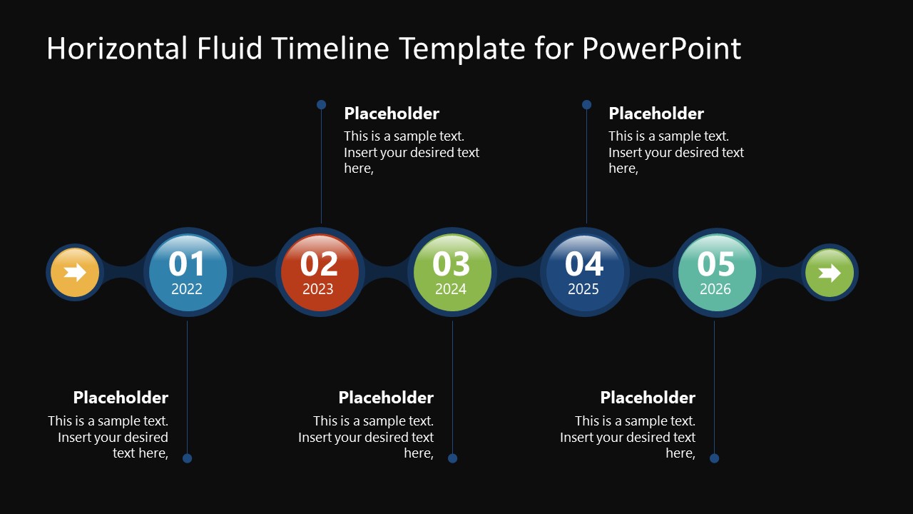 Horizontal Fluid PowerPoint Timeline Template - SlideModel