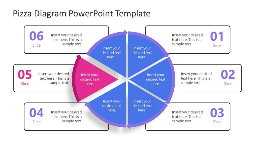 6 Steps Arrow Pizza Diagram Template - SlideModel