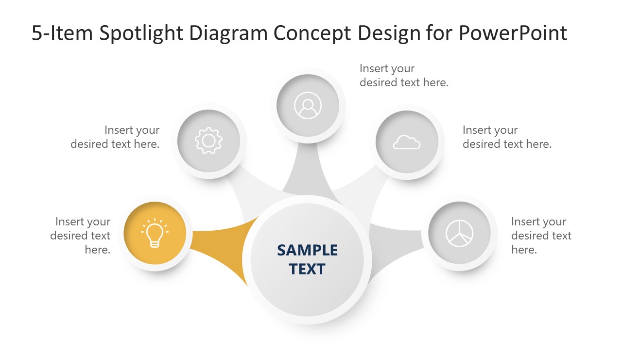 5-Item Spotlight Diagram Concept Design for PowerPoint - SlideModel