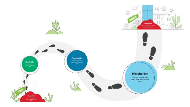 Digital Roadmap Diagram with Footprint Path - SlideModel