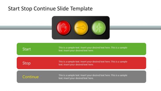 Horizontal Layout for Start Stop Continue Model - SlideModel
