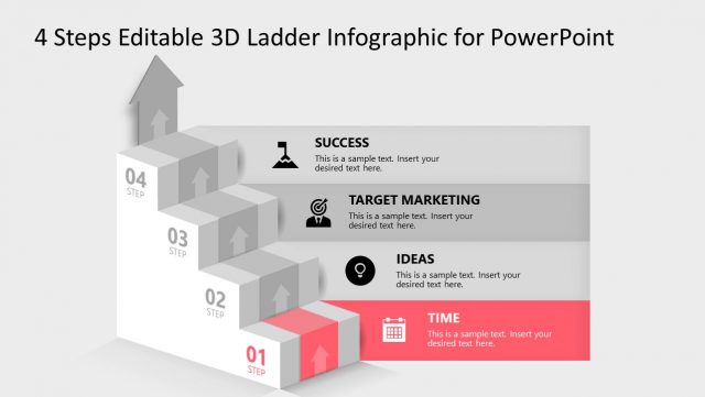 4 Steps Editable 3D Ladder Infographic Template - SlideModel