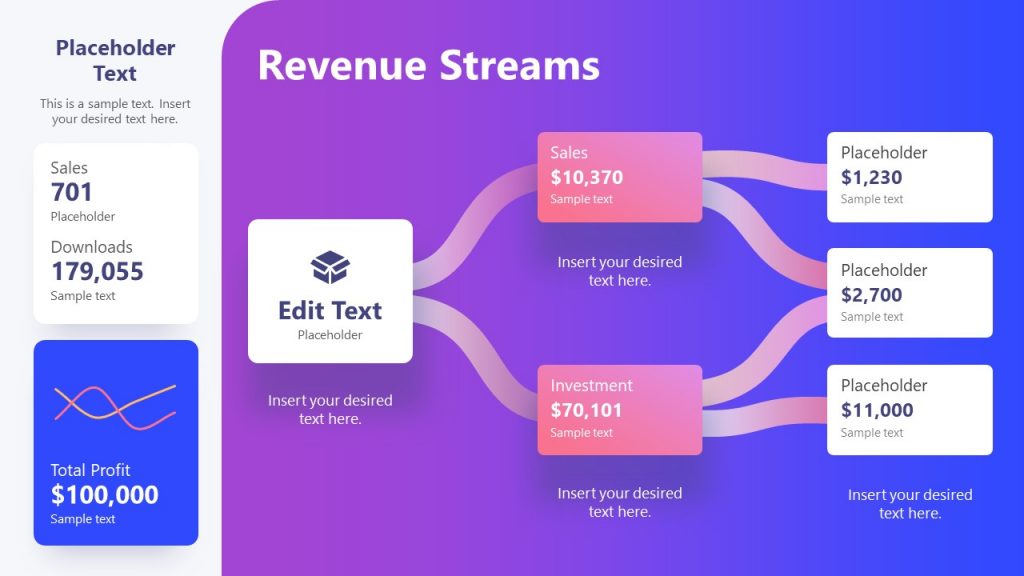 Colored Background Slide for Revenue Streams Dashboard - SlideModel