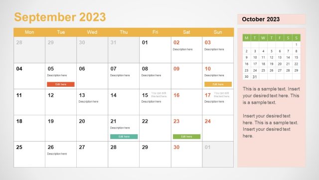 September Month Calendar Slide Template for PowerPoint - SlideModel