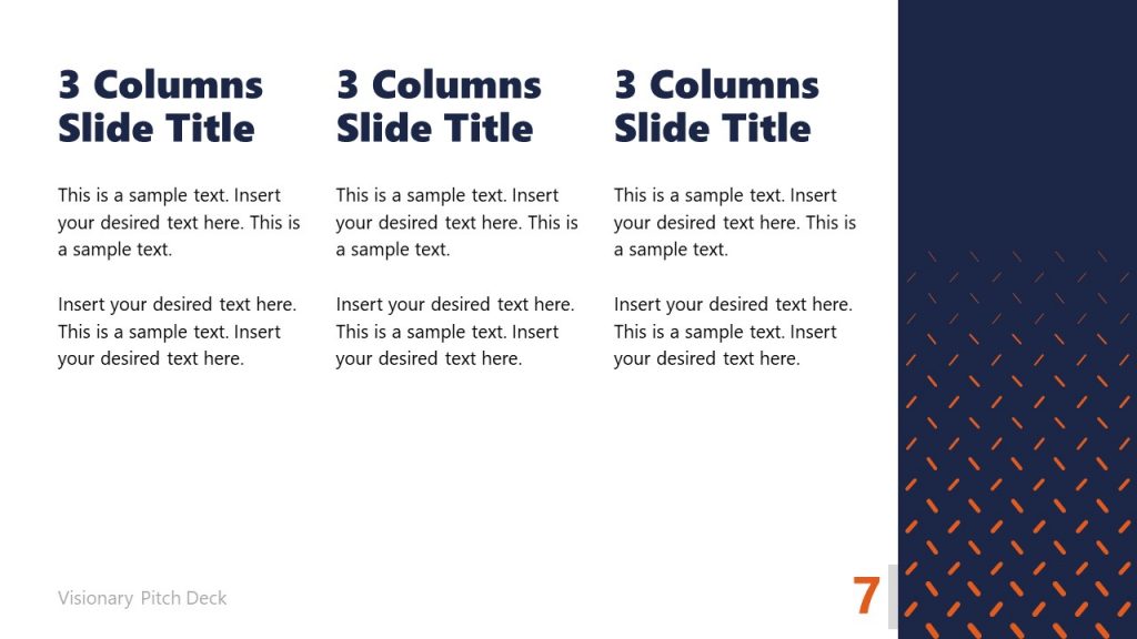 Three Column Slide with Placeholder Text - SlideModel