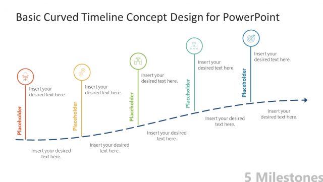 Curved Timeline Slide with 5 Milestones - SlideModel