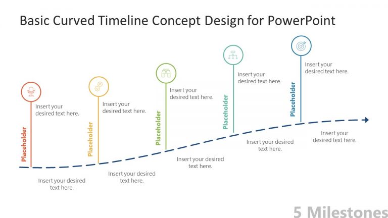 Curved Timeline Slide with 5 Milestones - SlideModel
