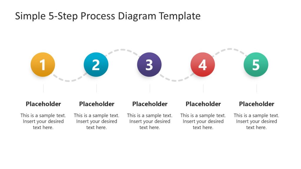 Simple 5-Step Process Diagram with Circular Milestones - SlideModel