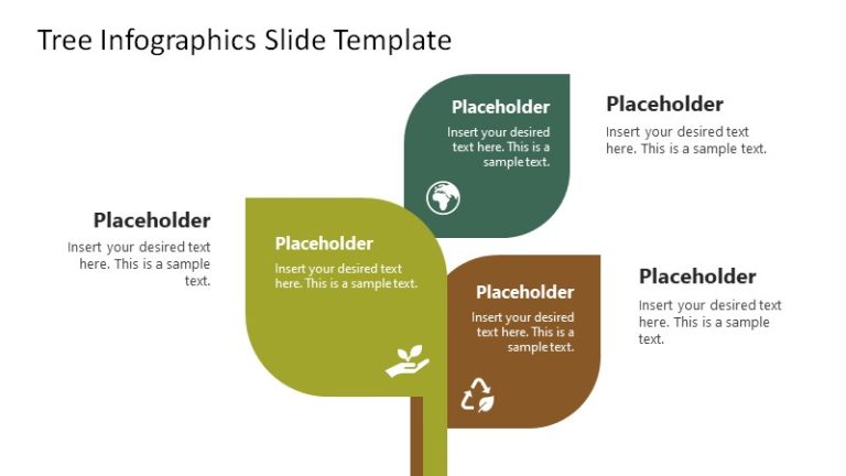 Three Step Leaf Growth Illustration with Placeholder Text - SlideModel