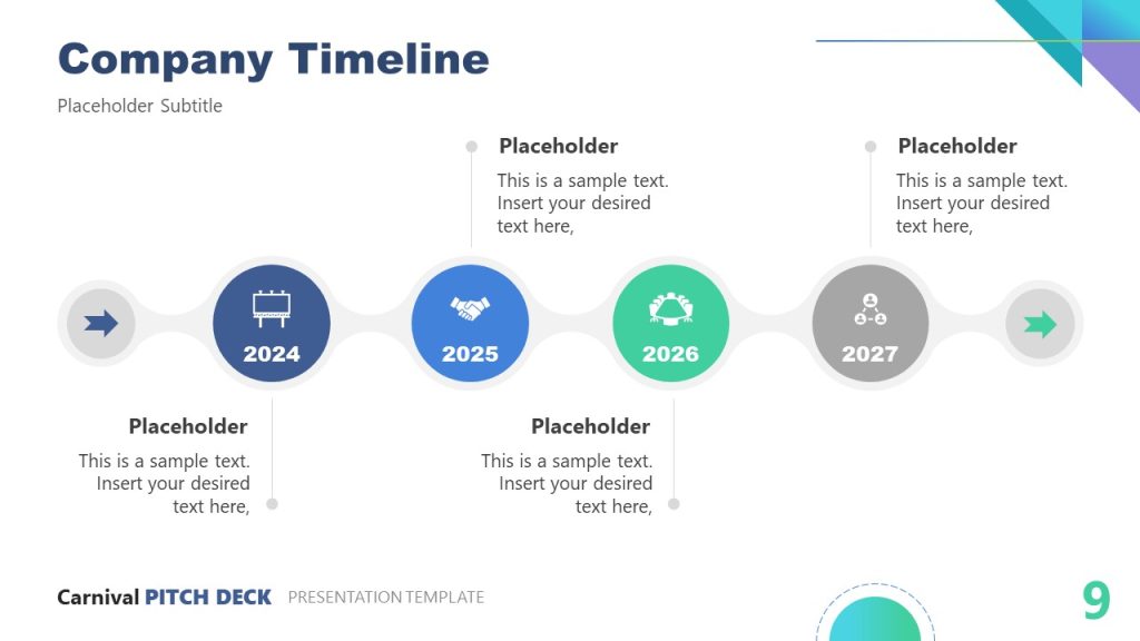 Editable Company Timeline Slide - Carnival Pitch Deck Slide Template ...