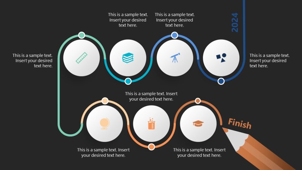 Educational Timeline Infographic Template with Dark Background - SlideModel
