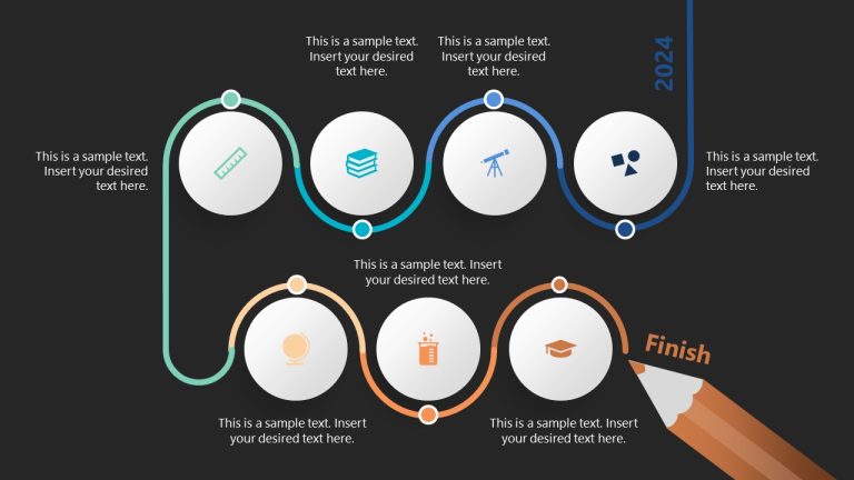 Educational Timeline Infographic Template with Dark Background - SlideModel